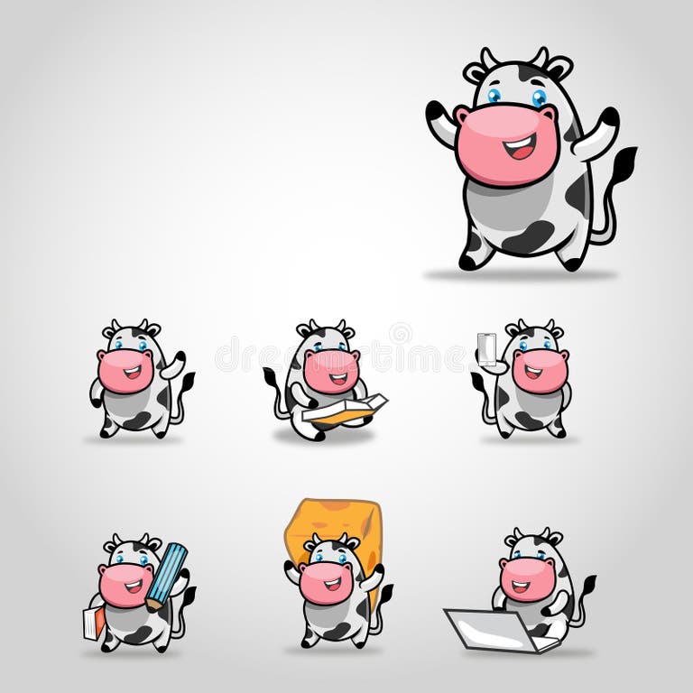 Expressions Cow Mascot Vector Pack Stock Illustrations – 8 Expressions ...