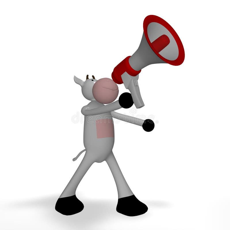 Cow with megaphone stock illustration. Illustration of black - 10288236