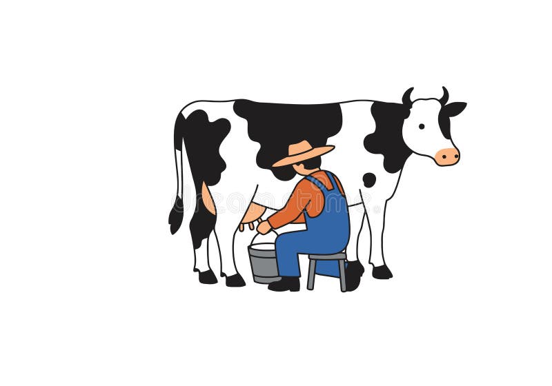 Cow Milking Clipart. stock photo. Illustration of farmer - 360174818