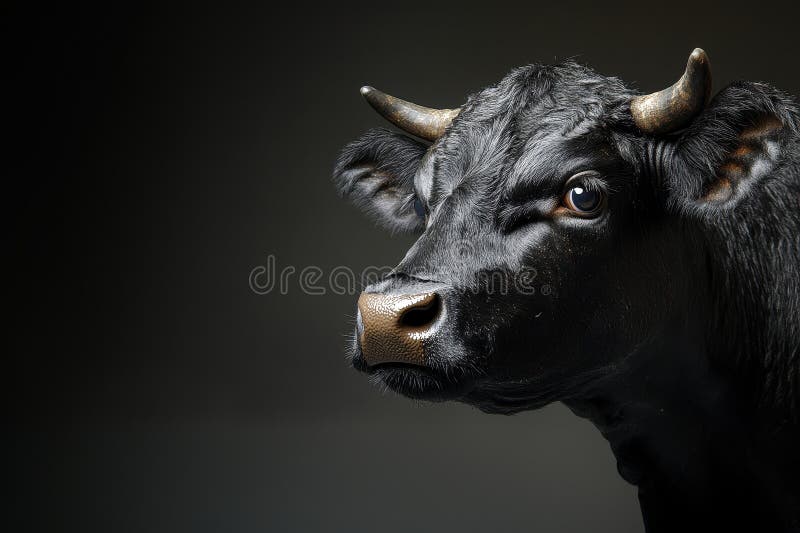 Cow with Mischievous Attitude Gazes Sideways in a Studio Setting during Low Light Stock Image ...