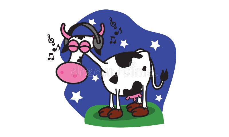 Cow Music stock vector. Illustration of listening, vector - 66446169