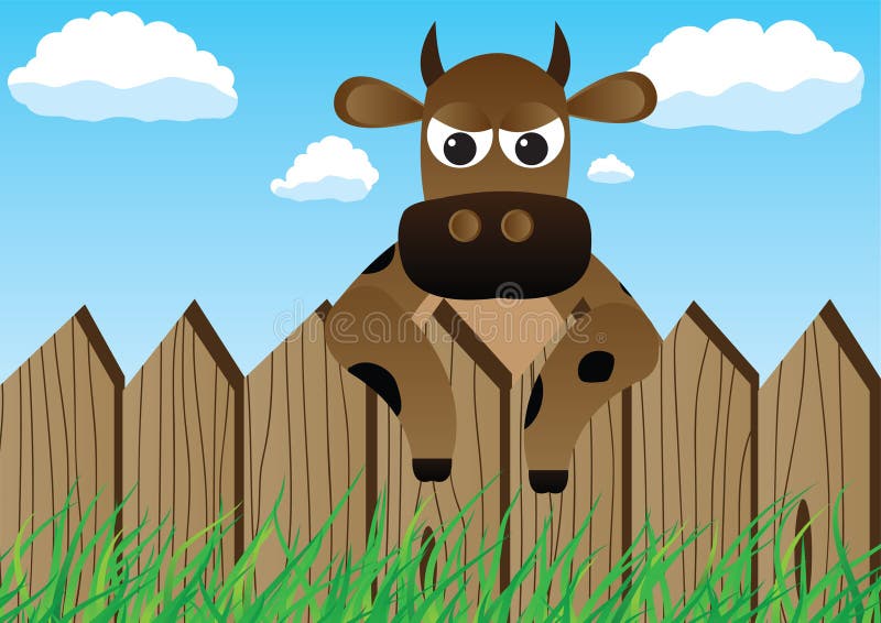 Cow over the fence stock vector. Illustration of calf - 14730722