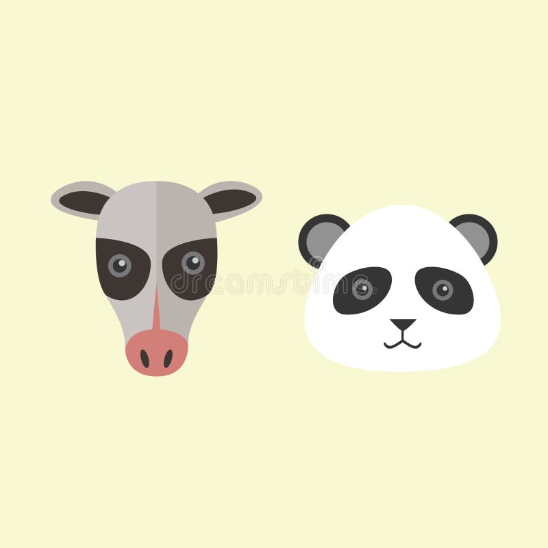 Cow and Panda. Vector Illustration Decorative Design Stock Vector ...