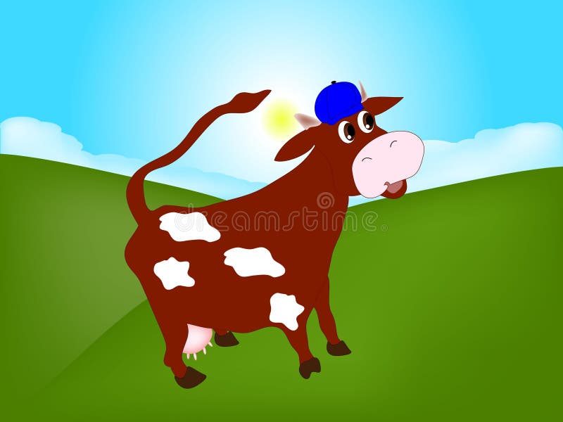 The cow in the pasture. stock vector. Illustration of farm - 54497465