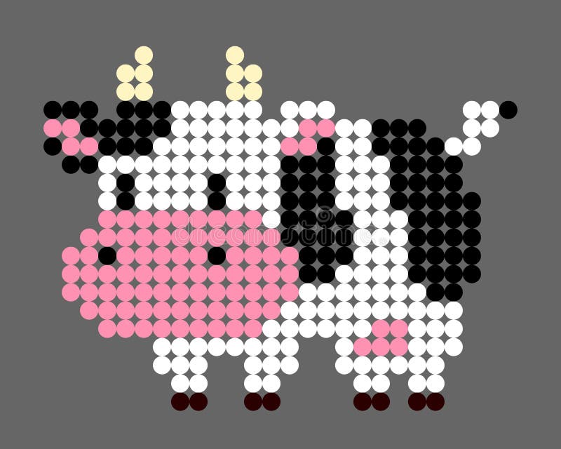 Cow Pattern. Dots Pixel Cow Image Stock Vector - Illustration of cute ...