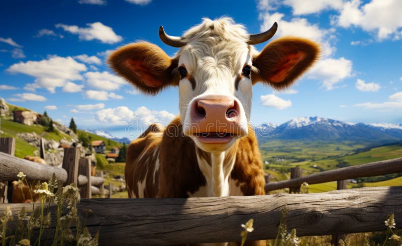 A Cow Peering through a Fence Stock Photo - Image of curious, livestock ...