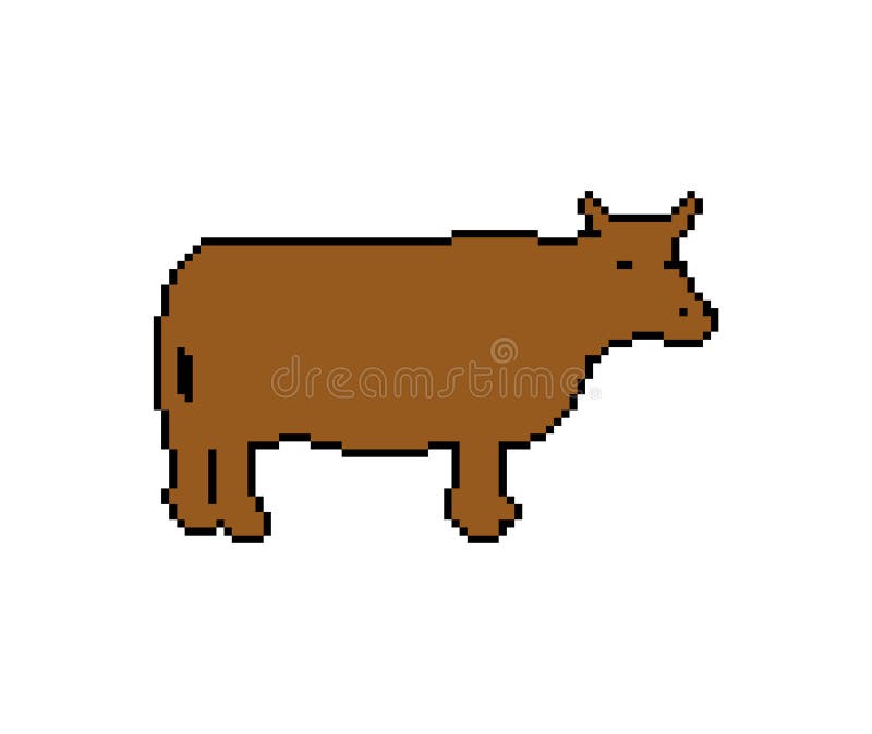 Cow Pixel Art. 8 Bit Farm Animal Stock Vector - Illustration of animal ...