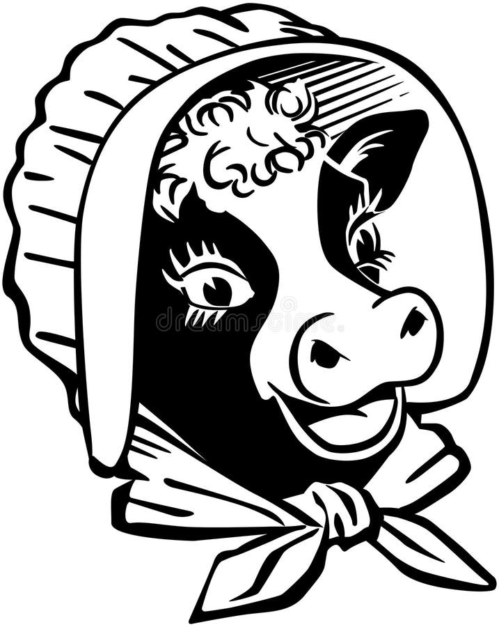 Cow with Prairie Bonnet stock vector. Illustration of forties - 42098364
