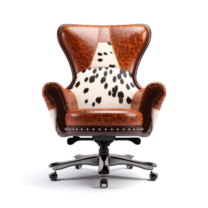 A Cow Print Office Chair with Leather Upholstered, AI Stock Image ...