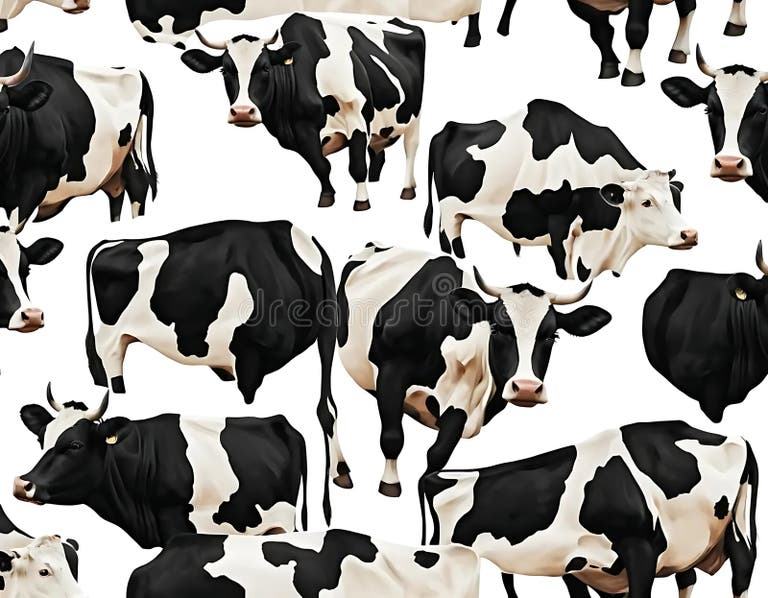 Cow Print Pattern with Abstract Black Patches on White Stock ...