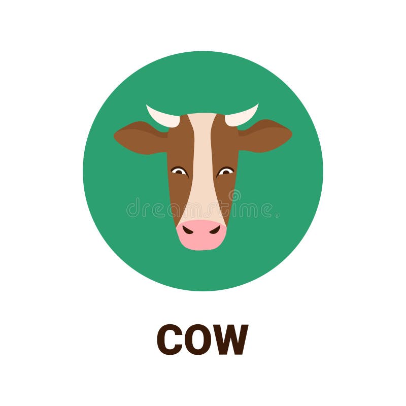 Cow Round Avatar Icon Isolated Stock Vector - Illustration of head ...