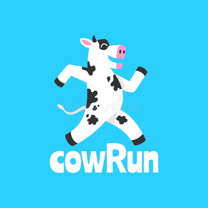 Cow Run Simple Flat Logo Design Template Stock Vector - Illustration of ...