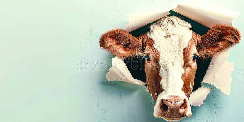 Cow& X27;s Muzzle Peeking Out of a Hole in Wall Stock Illustration ...