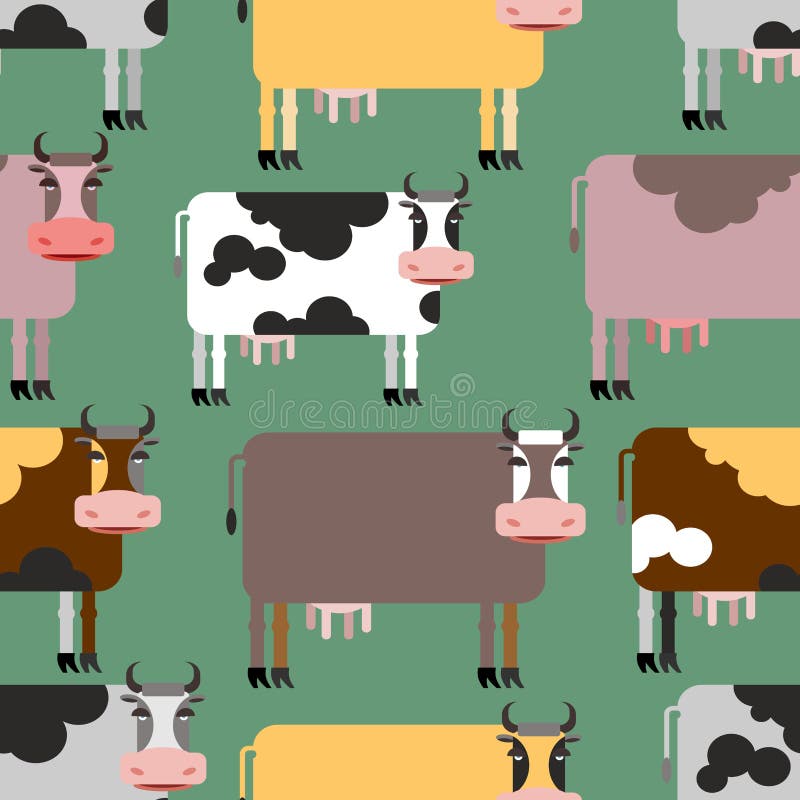 Cow Seamless Pattern. Background of Animals Stock Vector - Illustration ...