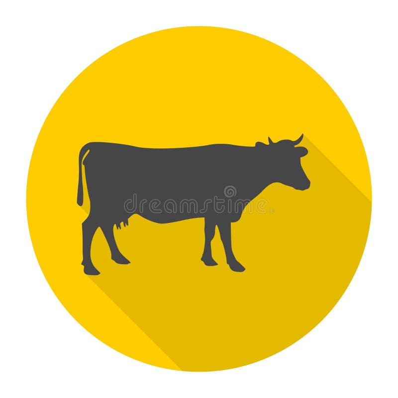 Cow Silhouette Icon with Long Shadow Stock Vector - Illustration of ...