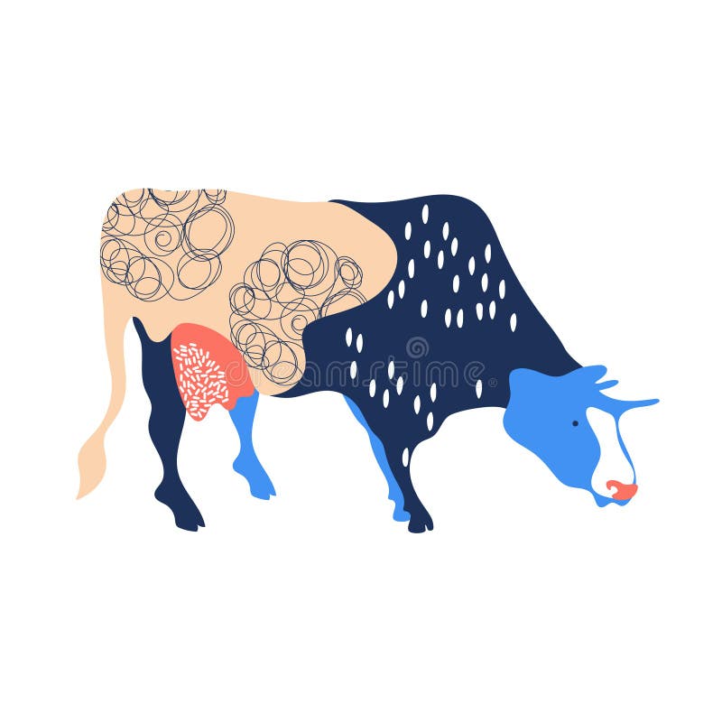 Cow Silhouette Made of Multi-colored Segments. Farm Illustration Stock ...