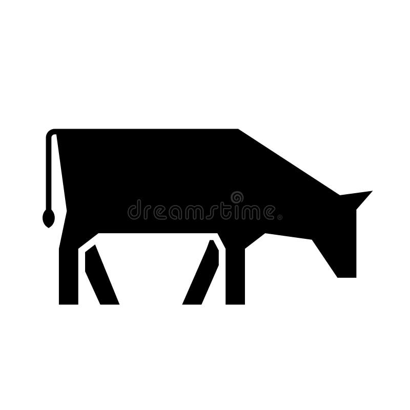 Cow simple glyph icon stock vector. Illustration of cattle - 143913119