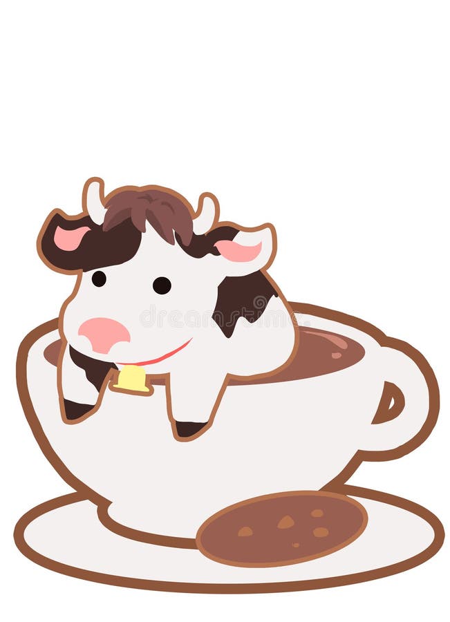 The Cow Sitting in Cup of Coffee. Stock Vector - Illustration of animal ...