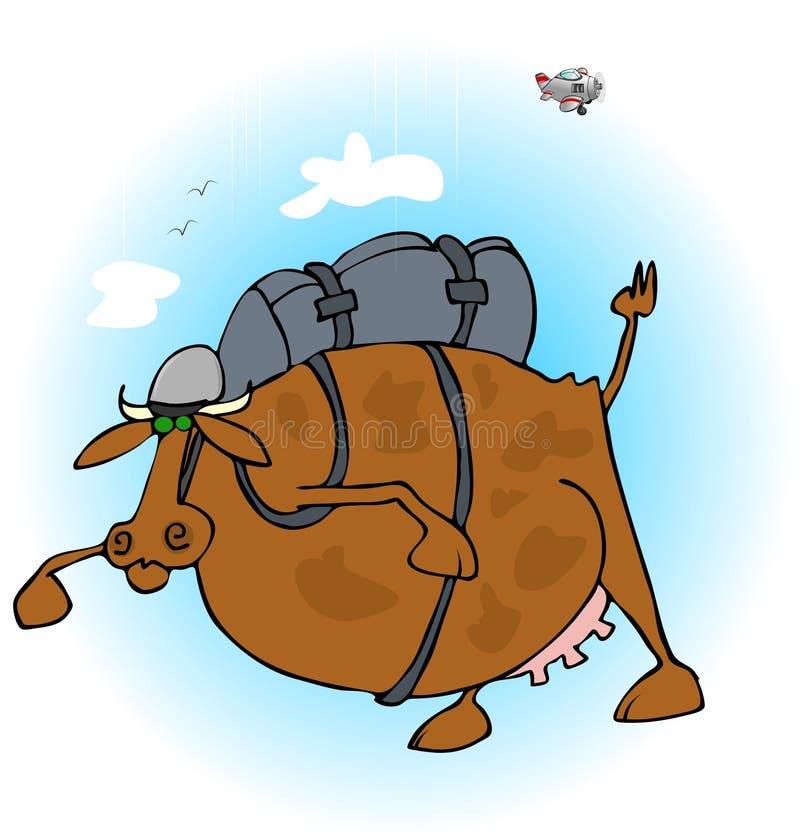 Cow skydiver stock illustration. Illustration of skydive - 35727773