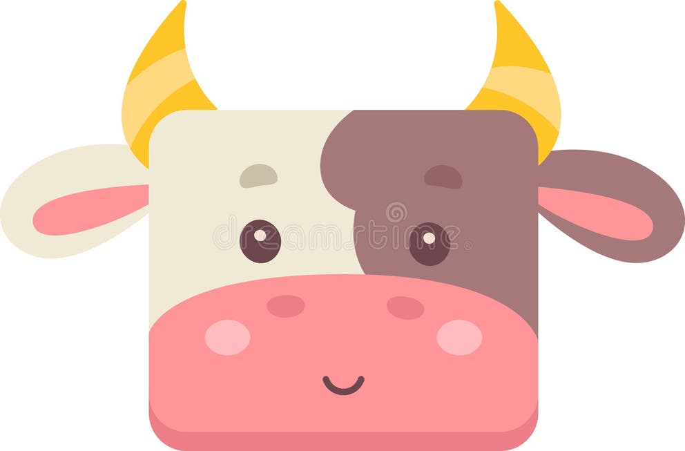 Cow Square Face stock vector. Illustration of icon, baby - 290113083