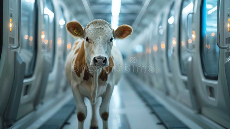 Cow Standing Inside a Modern Train Carriage Stock Image - Image of ...