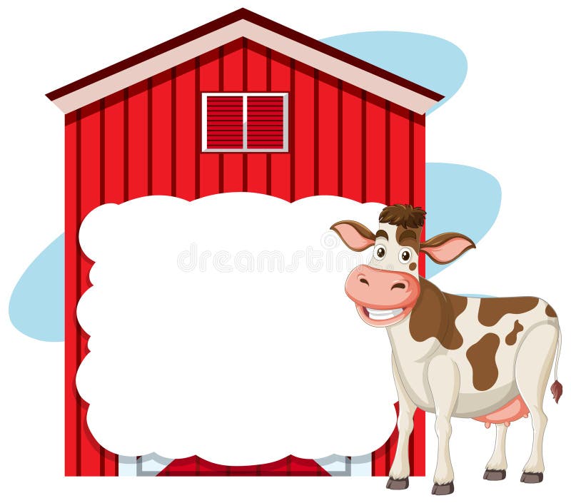 A Cow Standing beside a Red Barn Stock Vector - Illustration of dairy ...