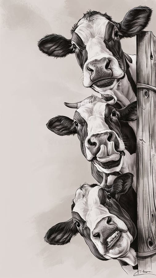 A Cow Statue with a Cow Head in the Middle Stock Illustration ...