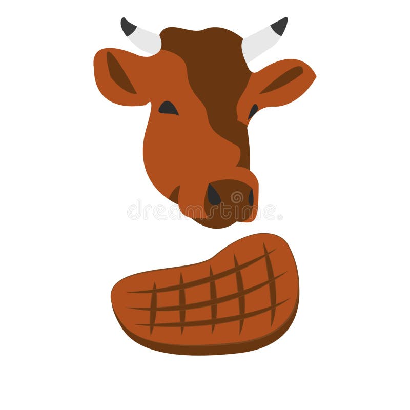 Cow Steak Vector Illustration Design Isolated Beefsteak Barbecue Stock ...