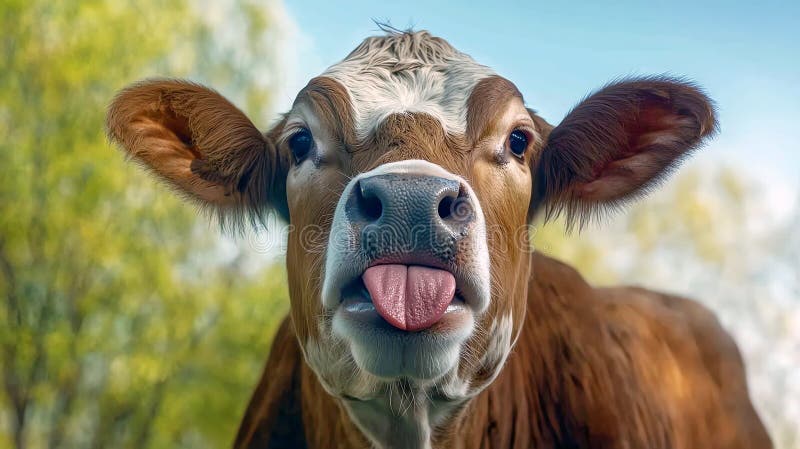 Cow Sticking Tongue Out, AI Generated Stock Illustration - Illustration ...