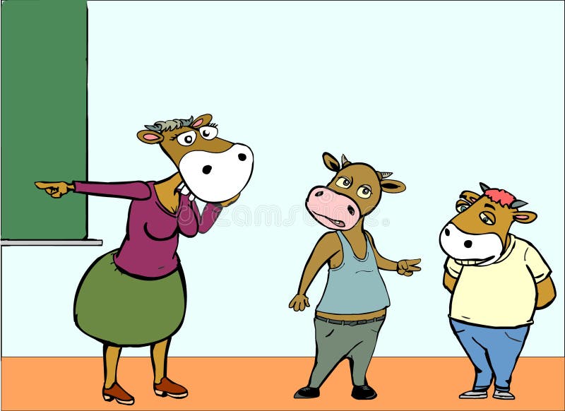 Funny Cow Teacher stock vector. Illustration of hand - 41365613