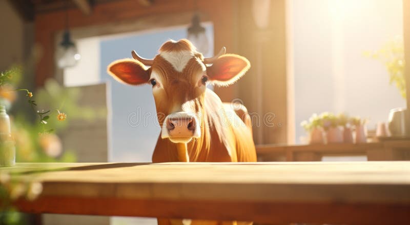 A Cow and a Table at the Farm Stock Image - Image of background, dairy ...