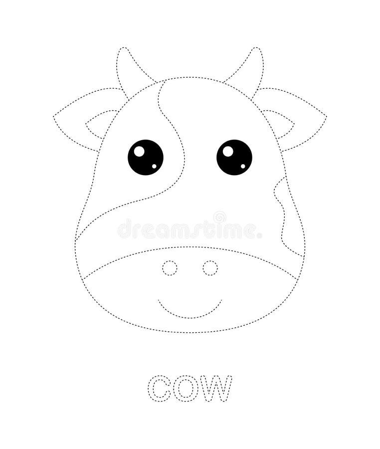 Cow Tracing Worksheet for Kids Stock Vector - Illustration of milk ...