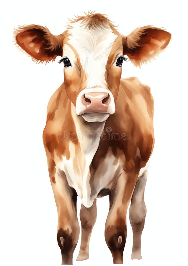 Cow watercolor border stock illustration. Illustration of thankful ...