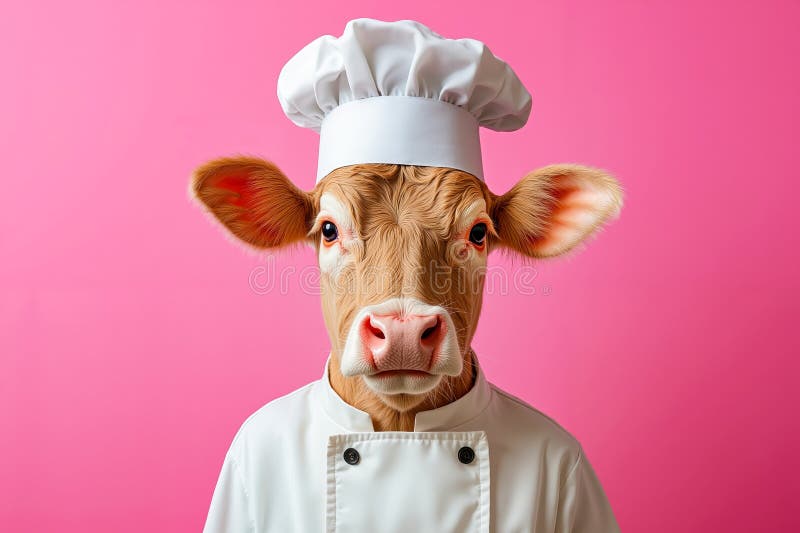 A Cow Wearing a Chef S Hat and a White Coat Stock Illustration ...