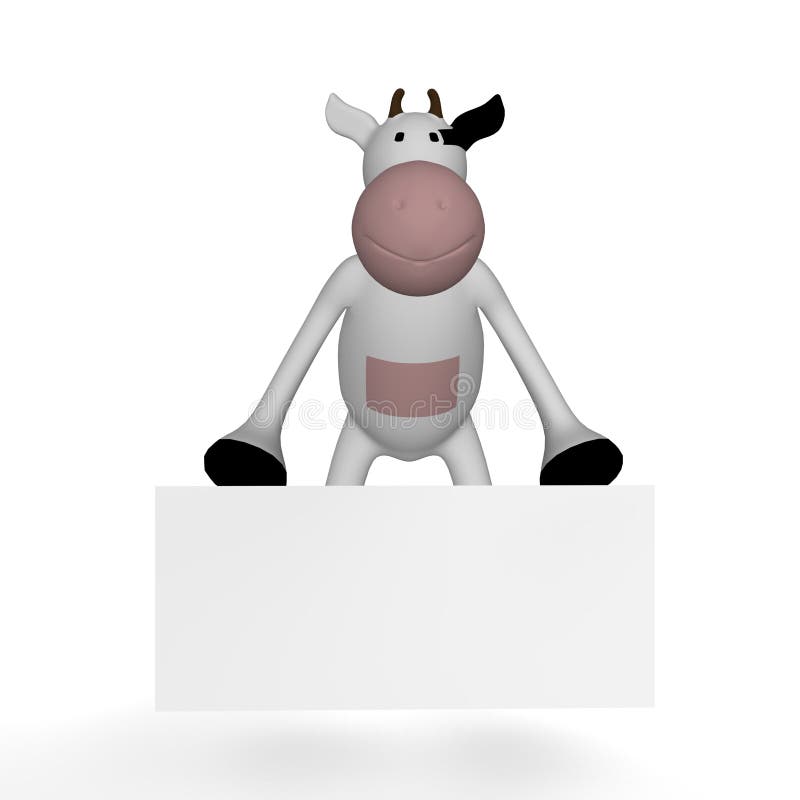 Cow with White Paper for the Text Stock Illustration - Illustration of ...