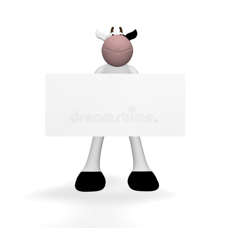 Cow with White Paper for the Text Stock Illustration - Illustration of ...