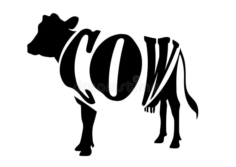 A Cow with the Word "cow" Designed on it Stock Illustration ...
