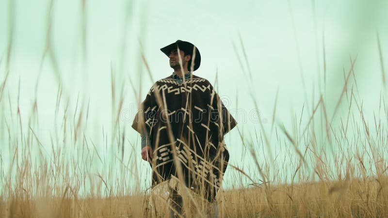 Cowboy alone in the steppe stock footage. Video of cowboy - 282536366