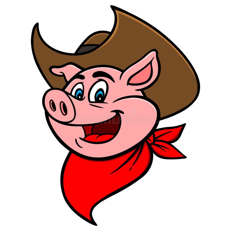 Pig with cowboy hat stock vector. Illustration of meat - 19443528