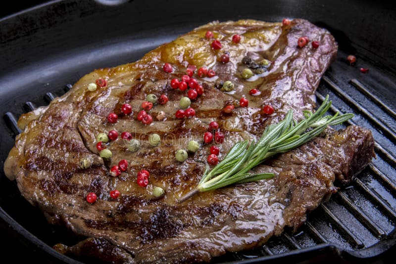 Cowboy Beef Steak in a Cast Iron Pan Stock Image - Image of healthy ...
