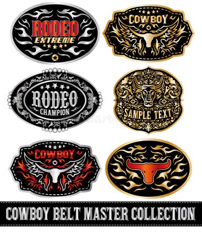 Cowboy Belt Buckle Vector Master Collection Set Design Stock Vector ...