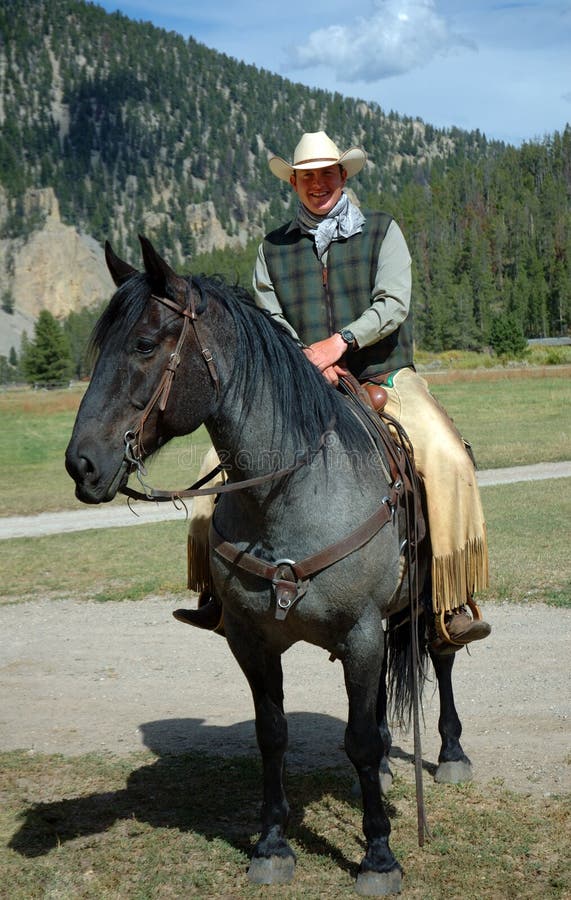 Cowboy Riding Horse #2 stock image. Image of equus, farm - 263205