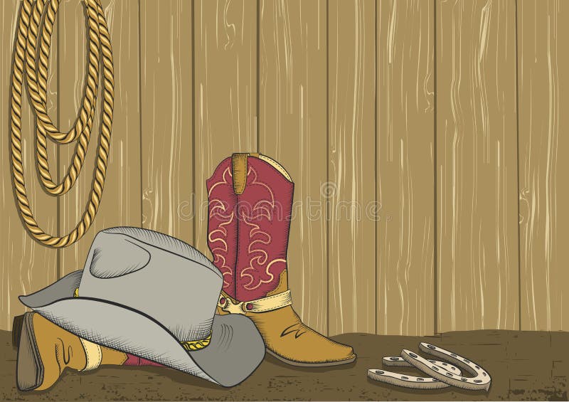 Cowboy Boots And Hat.Vector Stock Vector - Illustration of foot ...