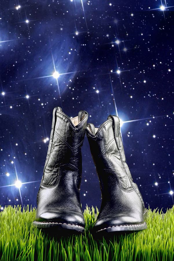 Cowboy Boots at Night. stock image. Image of barn, shine - 90303377