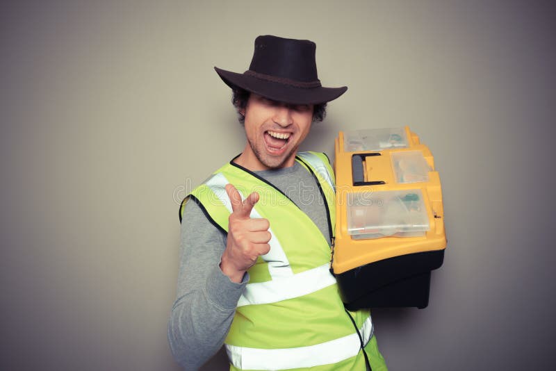 Cowboy Builder with Tool Box Stock Photo - Image of tool, high: 41097220