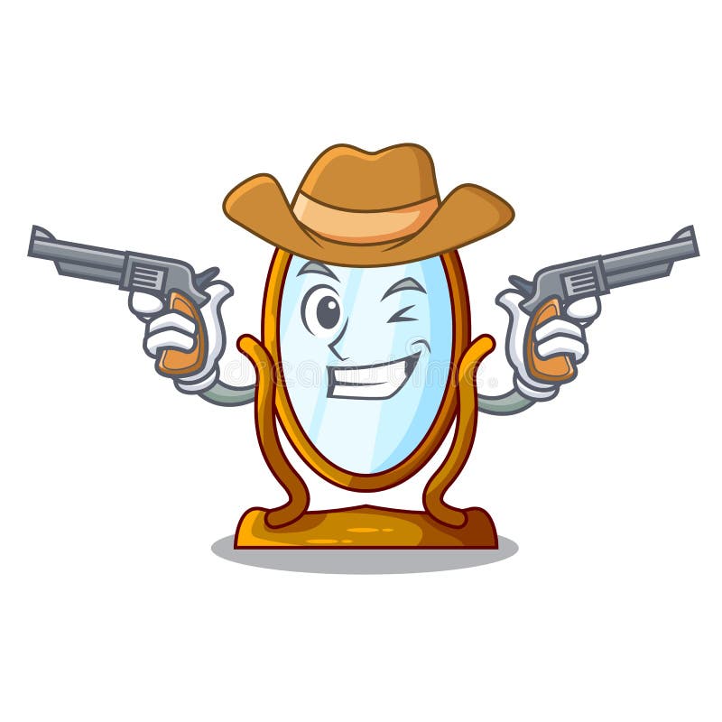 Cowboy Character Big Mirror in Beautiful Frame Stock Vector ...