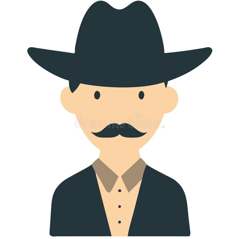 Cowboy Character Vector Illustration with Hat Moustache and Formal ...