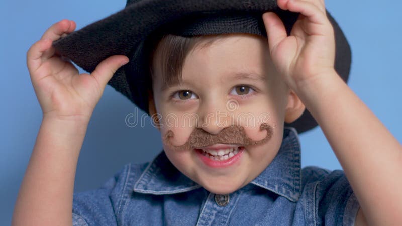 Cowboy Child with a Brown Mustache and a Hat Stock Footage - Video of ...