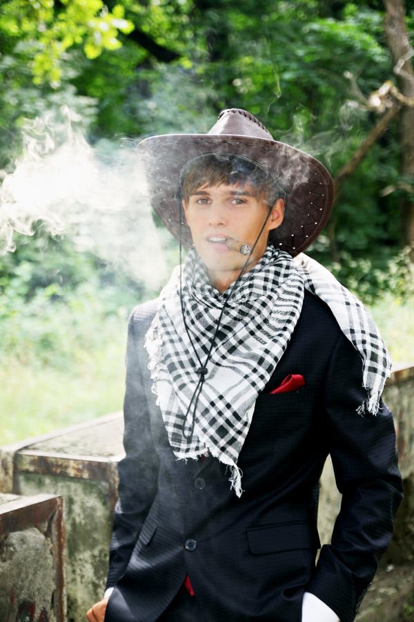 Cowboy with cigar stock image. Image of groom, characters - 45192175