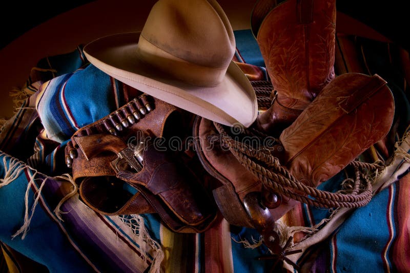Cowboy Collage stock image. Image of lariat, boots, bullets - 18135745